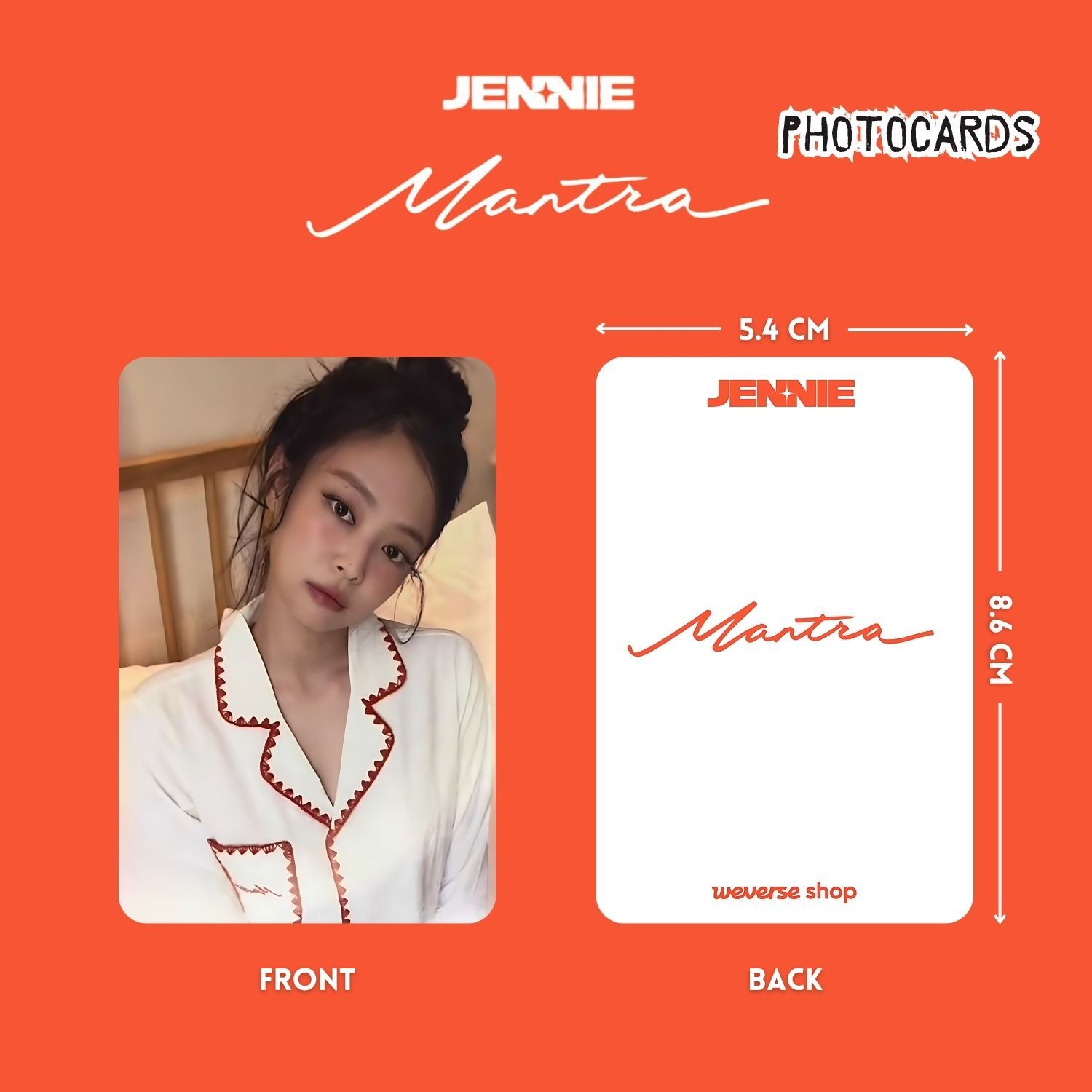 BLACKPINK Jennie '' MANTRA '' Photocards Set 2